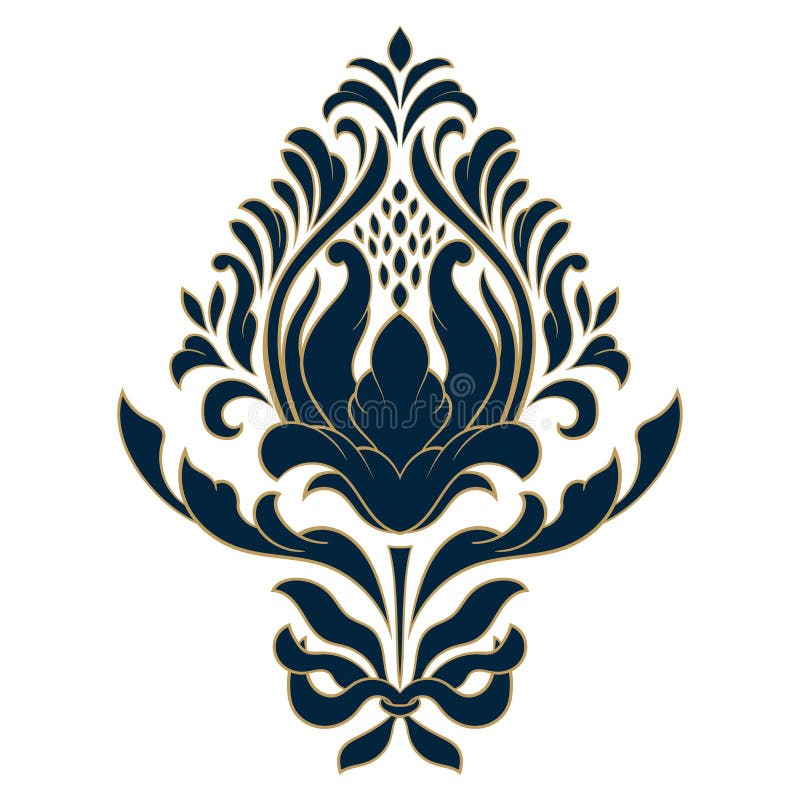 Damask Central Element Isolated. Vector Damask Illustration. Stock ...