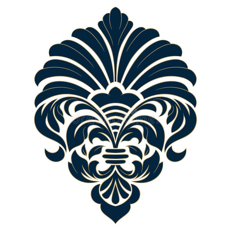 Damask Central Element Isolated. Vector Damask Illustration. Stock ...