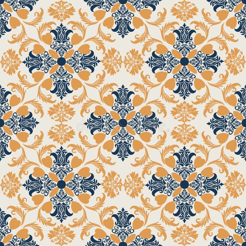 Damask Flower Seamless stock illustration. Illustration of linen ...