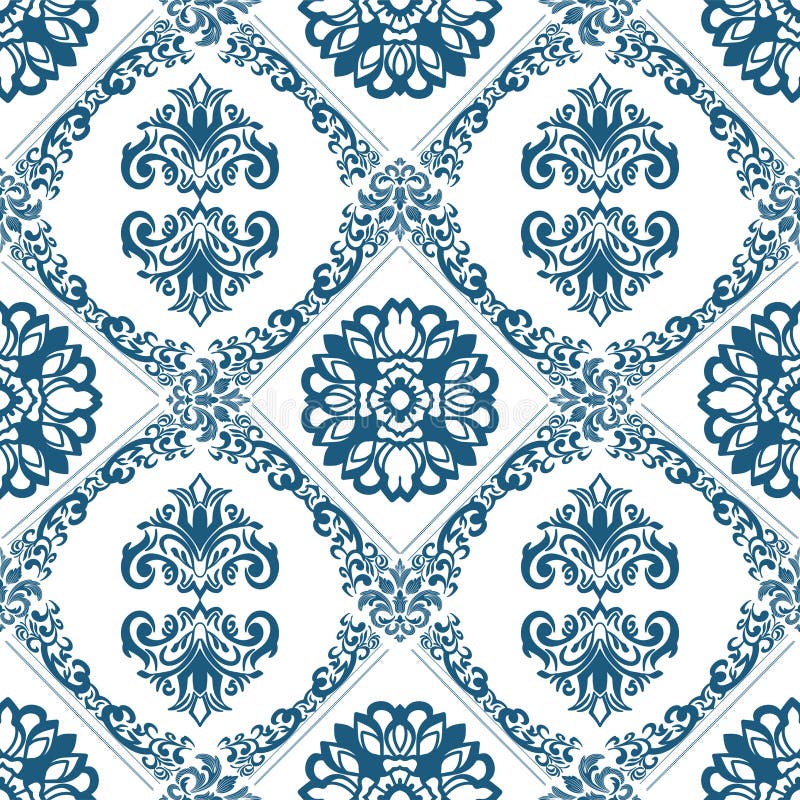 Damask Flower Seamless stock illustration. Illustration of nouveau ...