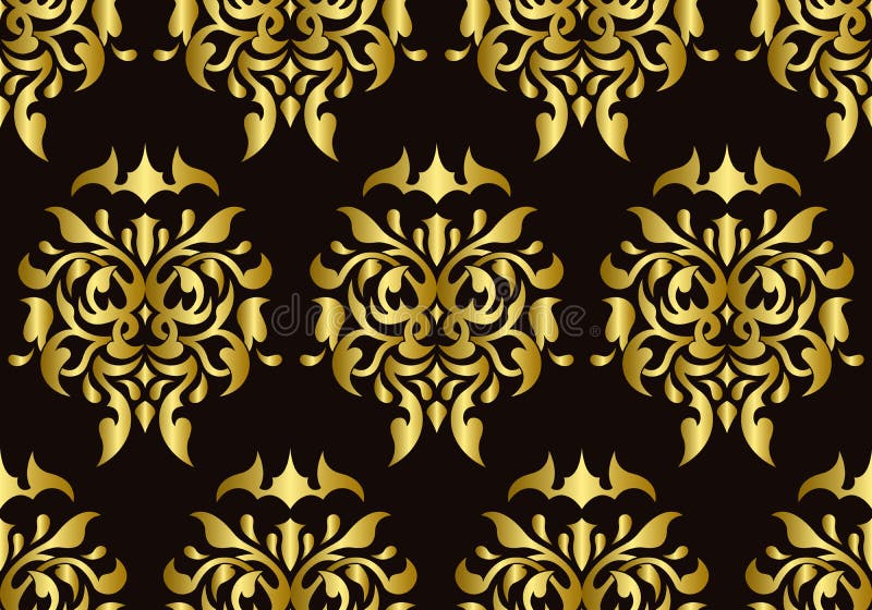 Damask Golden Seamless Pattern Vector Stock Vector - Illustration of ...