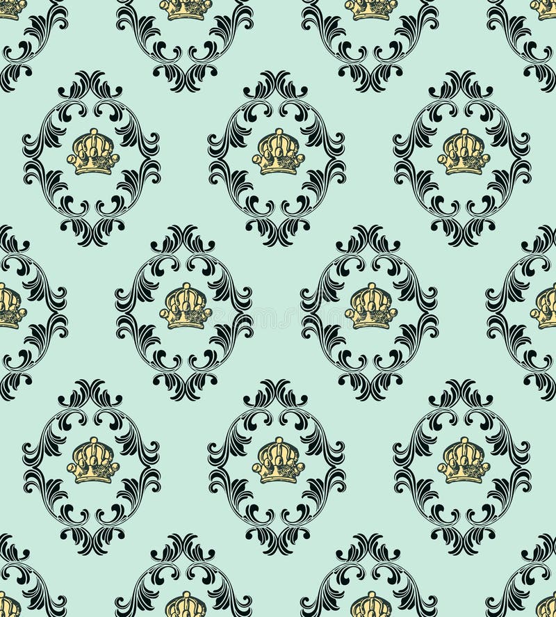 Seamless Floral Damask Black Wallpaper for Design Stock Vector ...