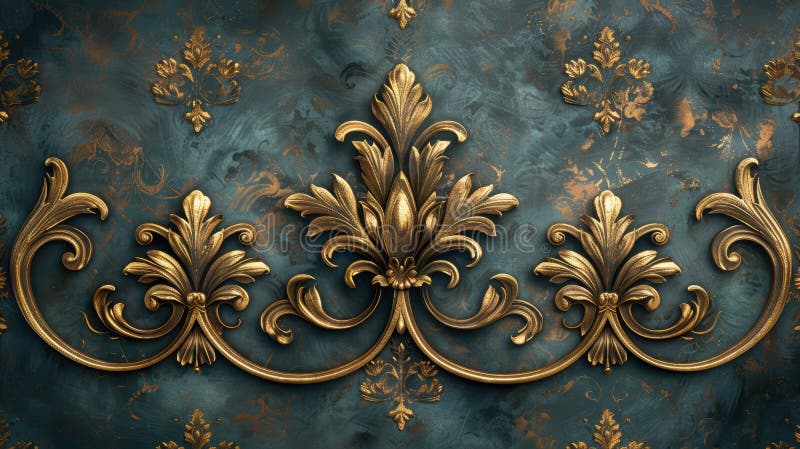Damask Pattern, Gold Accents, Luxurious, Elegant, Vintage Style Stock ...