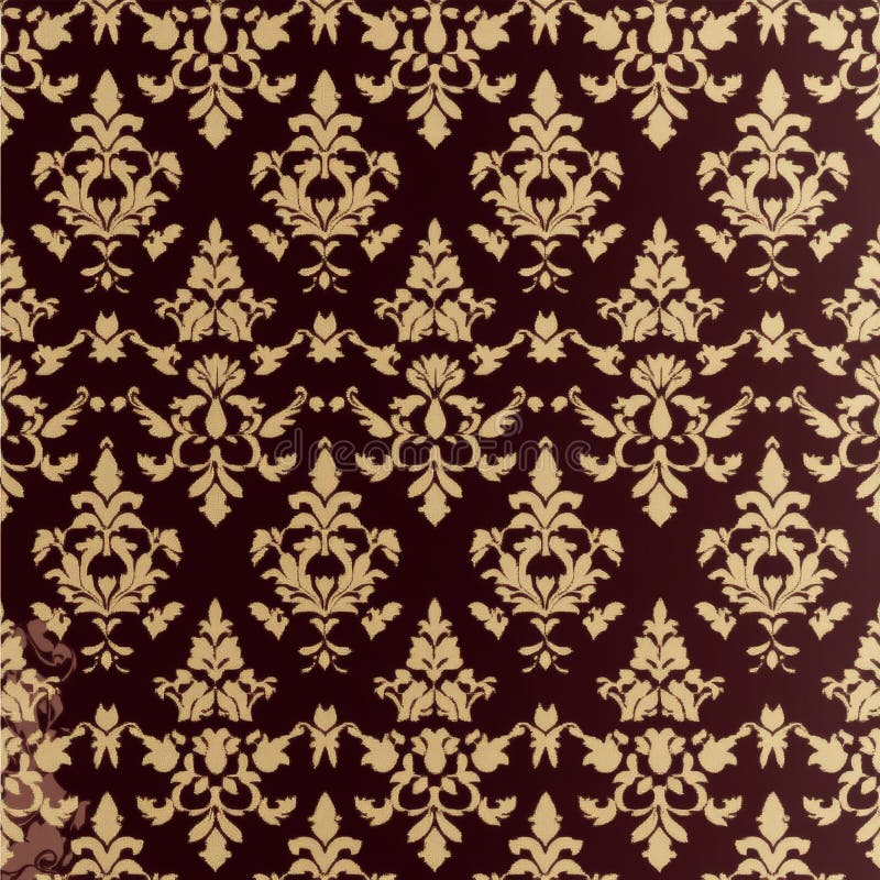 Damask Pattern, Gold and Burgundy Stock Photo - Image of motif, floral ...