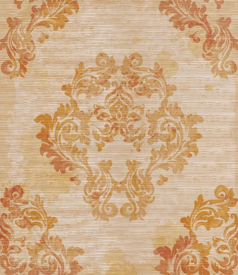 Vector Baroque Vintage Floral Damask Pattern Stock Illustration ...