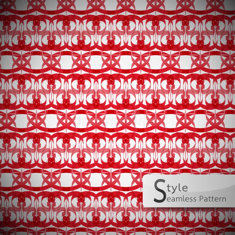 Damask Red Lattice Ribbon Vintage Geometric Seamless Pattern Vector ...