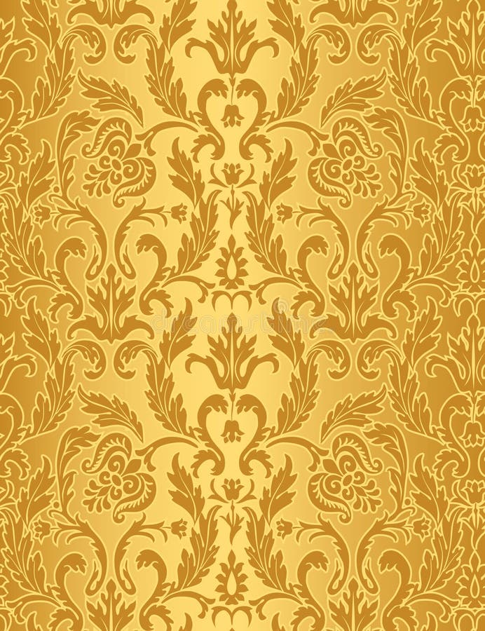 Seamless Wallpaper Background Floral Vintage Gold Stock Vector ...