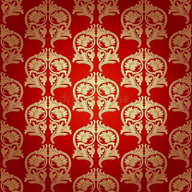 Seamless Red Baroque Venetian Wallpaper Stock Vector - Illustration of ...