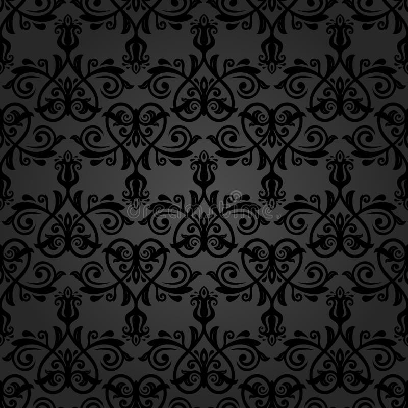 Damask Seamless Dark Pattern Stock Illustration - Illustration of gray ...