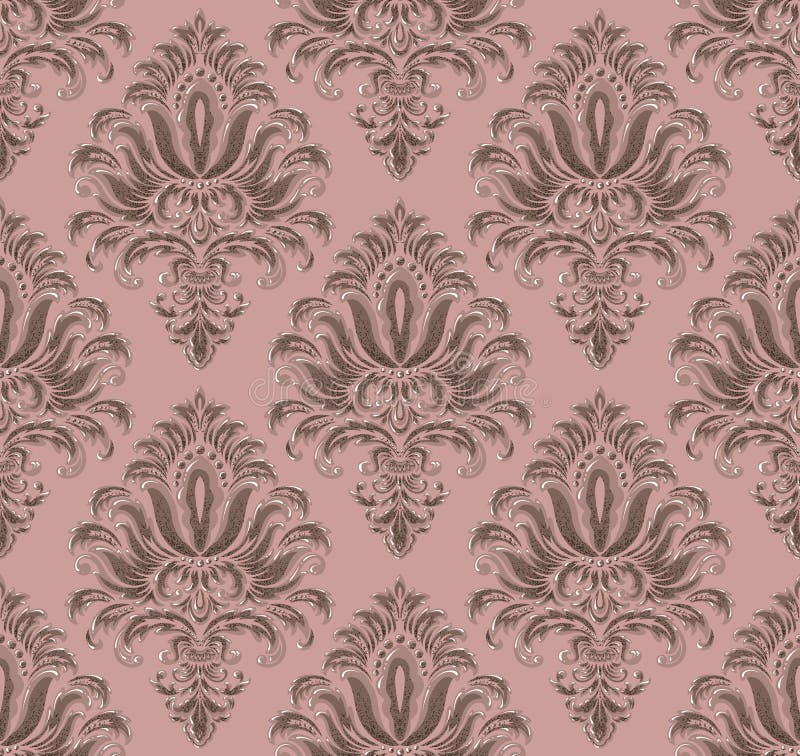 Damask Seamless Emboss Pattern Background. Vector Classical Luxury Old ...