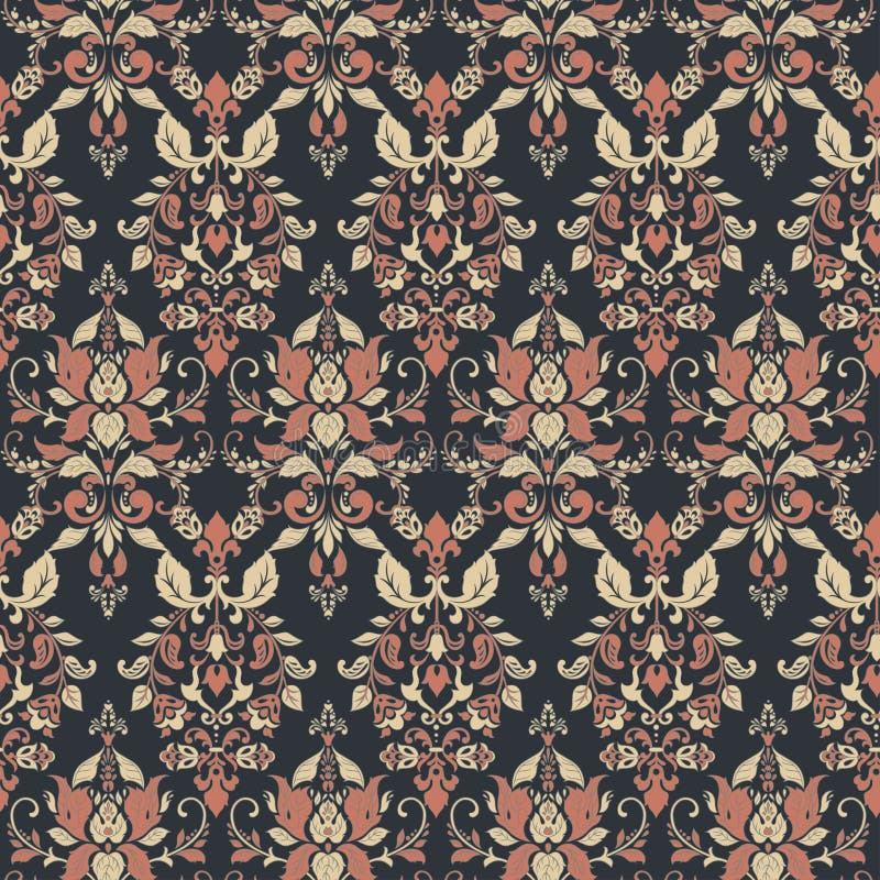 Damask Seamless Floral Pattern. Seamless Vector Wallpapers. Stock ...