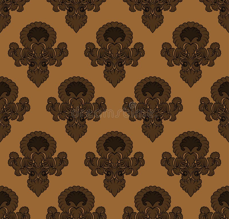 Damask Seamless Outline Pattern Stock Vector - Illustration of floral ...