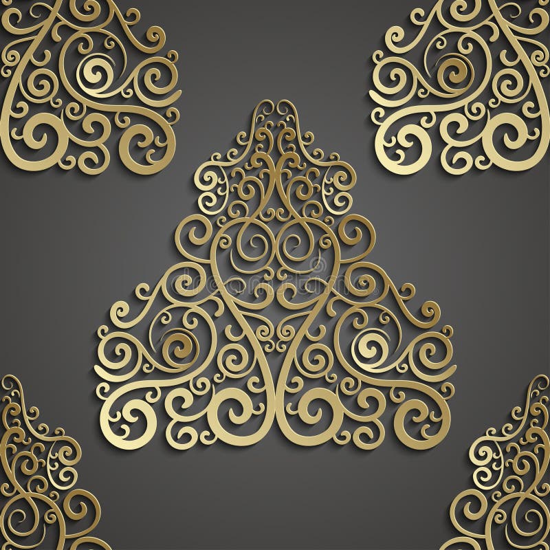 Damask Seamless Pattern. 3D Element with Shadow and Highlight Stock ...
