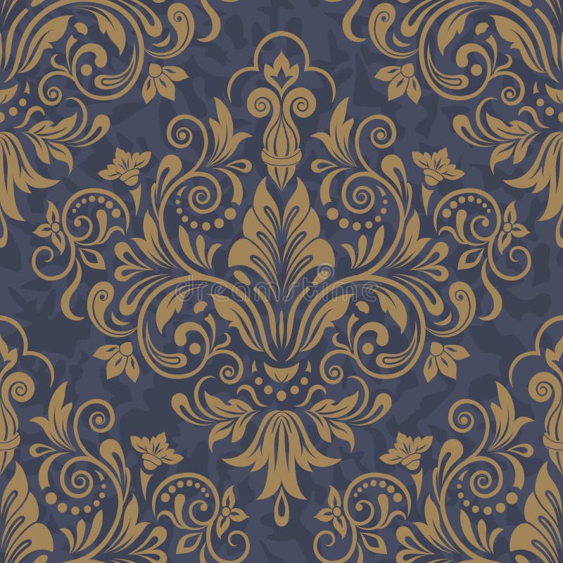 Seamless Pattern with Damask Ornament. Vector Vintage Floral Sea Stock ...