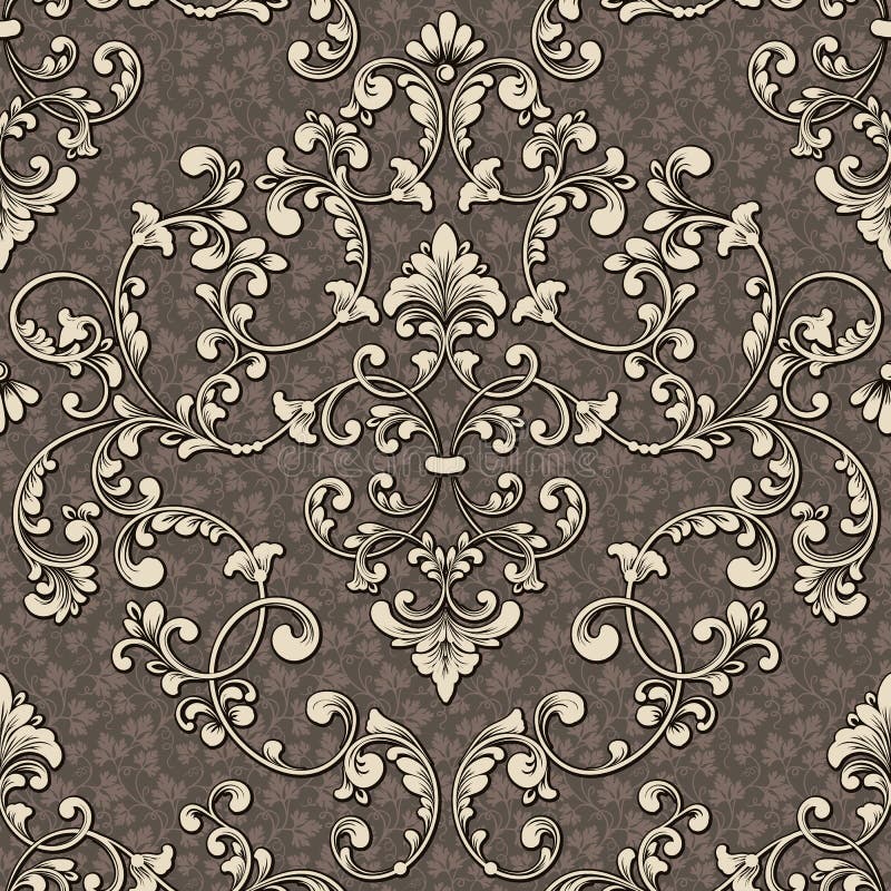 Damask Seamless Pattern Element. Vector Floral Damask Ornament Vintage ...