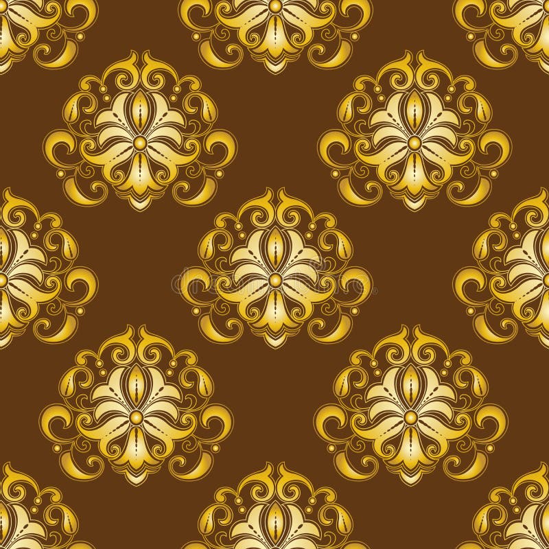 Damask Seamless Pattern Gold Stock Vector - Illustration of background ...