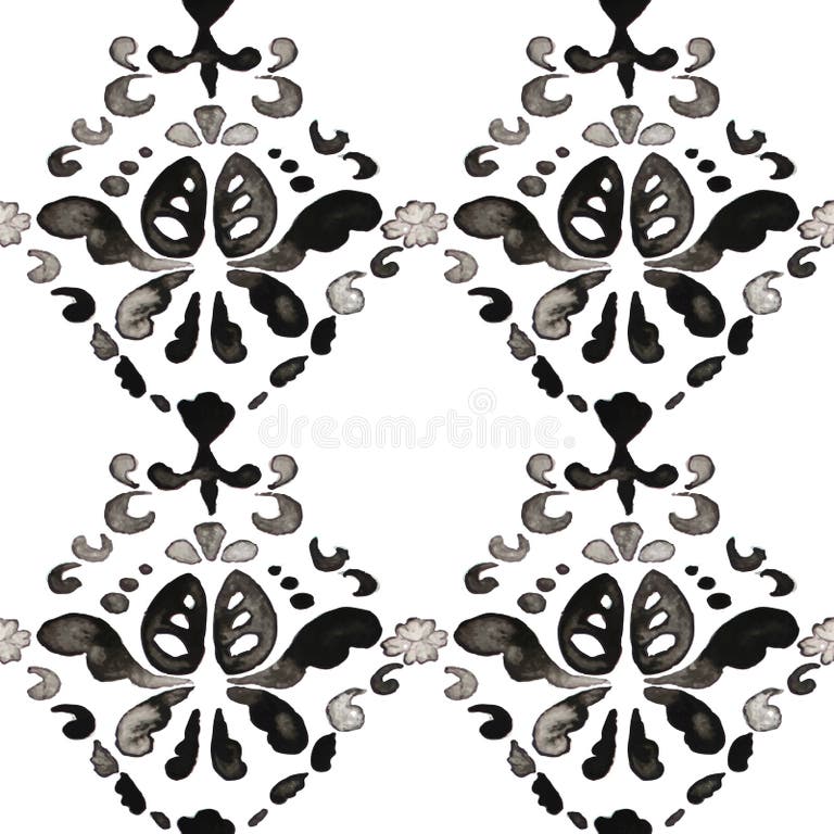 Damask seamless pattern. stock illustration. Illustration of black ...