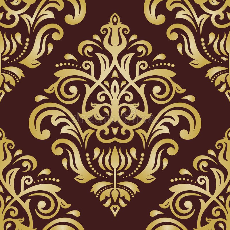 Damask Seamless Pattern stock illustration. Illustration of curve ...