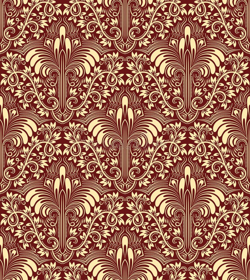 Seamless Burgundy Damask Pattern on a Light Background Stock Vector ...
