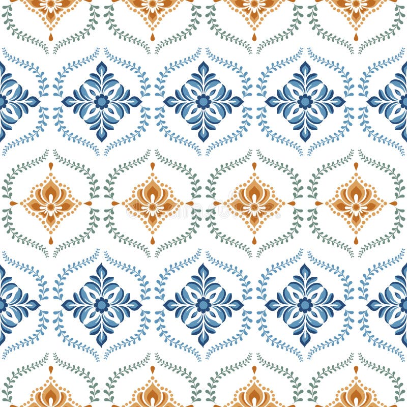 Damask Seamless Pattern. Victorian Flora Style Vector Stock Vector ...