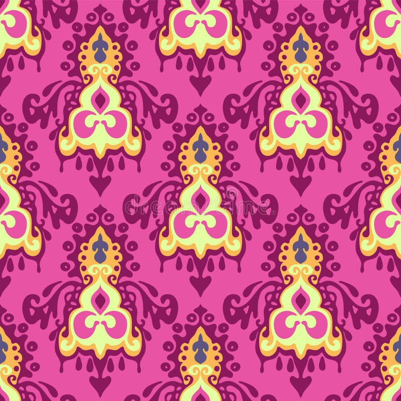 Damask Seamless Pink Pattern Stock Illustration - Illustration of ...