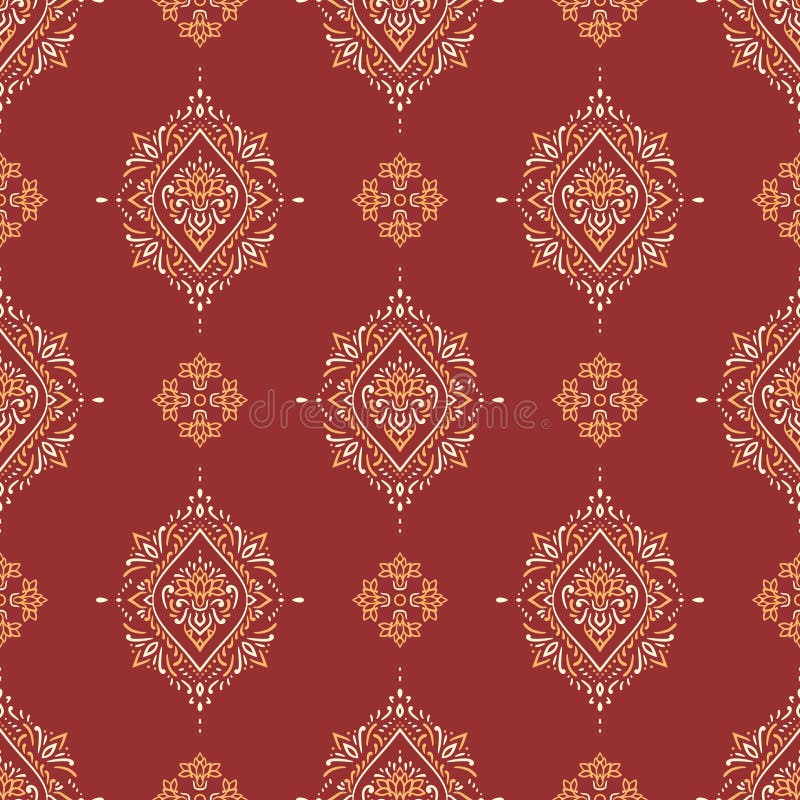 Damask Seamless Vector Red Pattern Stock Vector - Illustration of silk ...