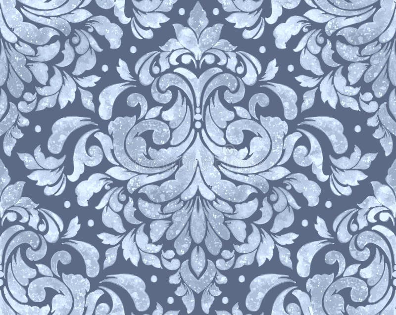 Damask Seamless Watercolor Pattern Element. Vector Classical Luxury Old ...