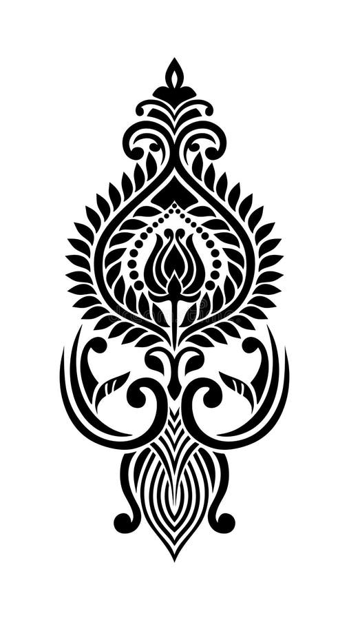 Damask Stencil Large Vector in White Background Stock Vector ...