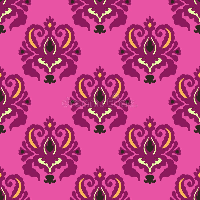 Damask Seamless Pattern Vector Stock Illustration - Illustration of ...