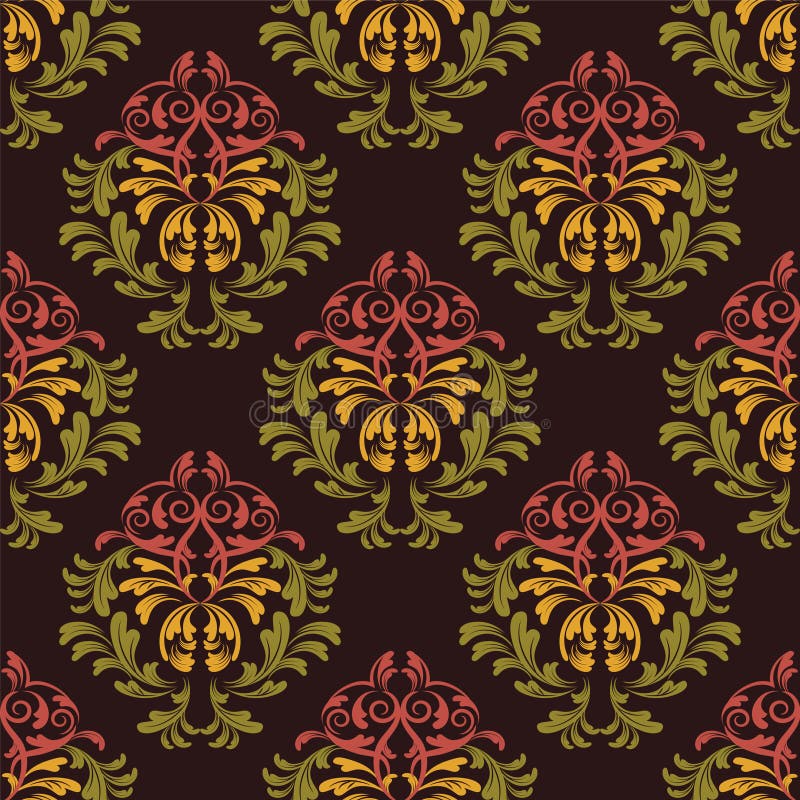 Green Vintage Paisley Damask Wallpaper Stock Illustration ...