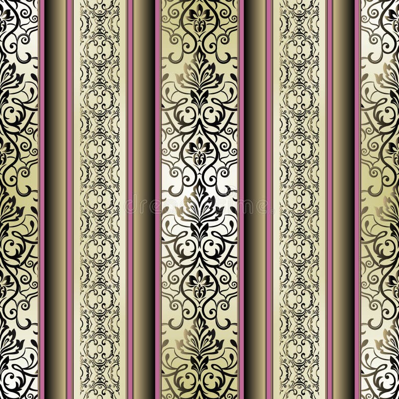 Damask Wallpaper. Vintage Pattern. Vector Seamless Border in Victorian ...