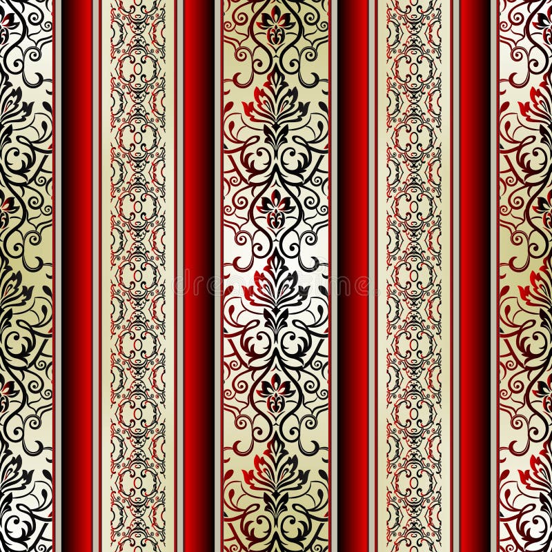 Damask Wallpaper. Vintage Pattern. Vector Seamless Border in Victorian ...