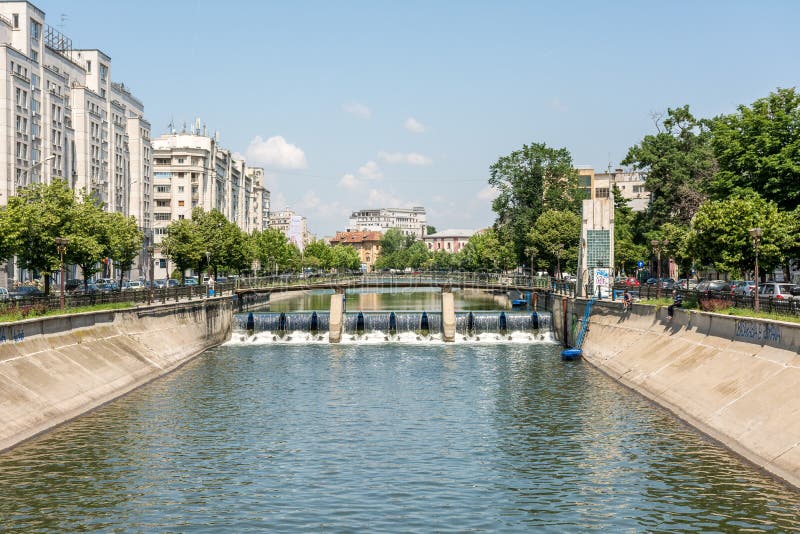 Dambovita River in Bucharest Editorial Stock Photo - Image of building ...