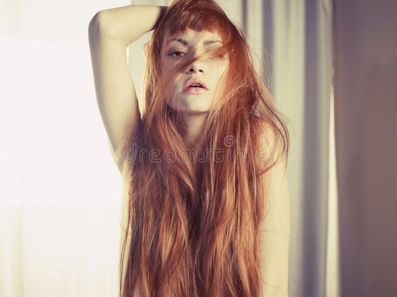 Dame Sensuelle Avec Le Cheveu Touffu Magnifique Photo stock - Image du ...