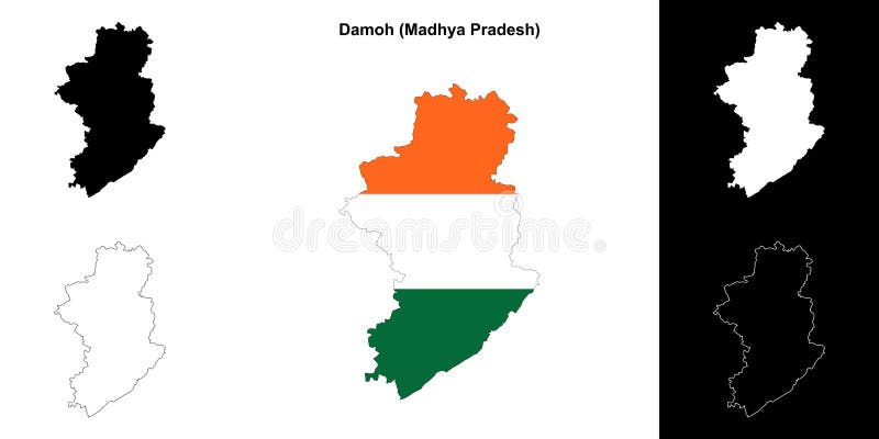 Damoh outline map stock vector. Illustration of india - 368833441