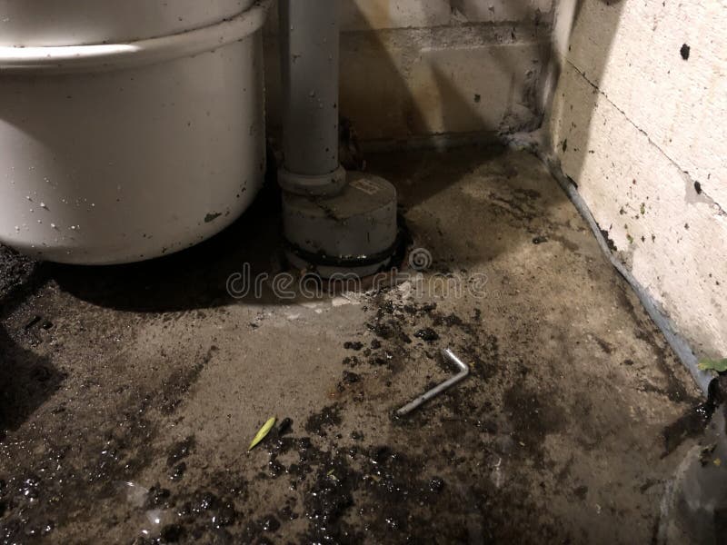 Damp Basement with Pipe Leak Stock Image - Image of stone, worn: 367423171