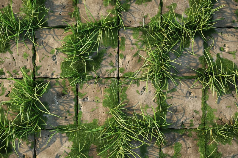 Damp Grass and Stone Path in Nature. Wet Outdoor Footpath Landscape ...
