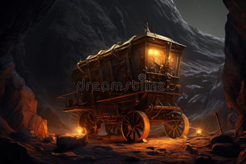 Damp Mining Cart Cave. Generate Ai Stock Image - Image of miner, iron ...