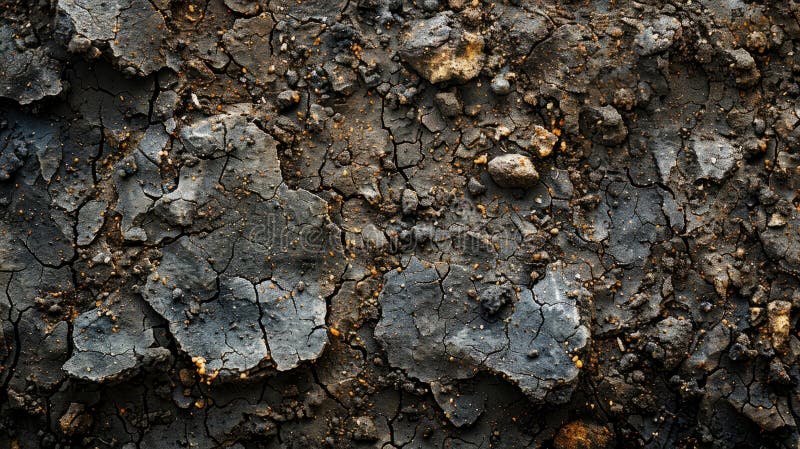 Damp Soil Surface with Cracks and Pebbles in Natural Environment Stock ...