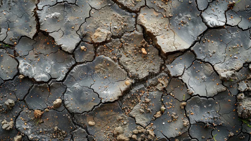 Damp Soil Surface Texture with Cracks and Small Pebbles in Natural ...