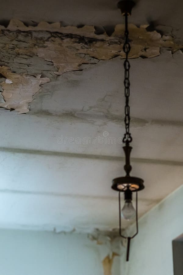 Damp Spots on a Ceiling Made of Beton, the Paint Has Been Worn Away ...