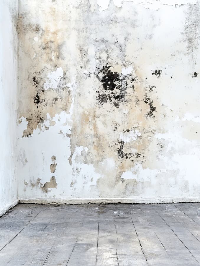 Damp Wall with Mold Growth in Empty Room Stock Illustration ...