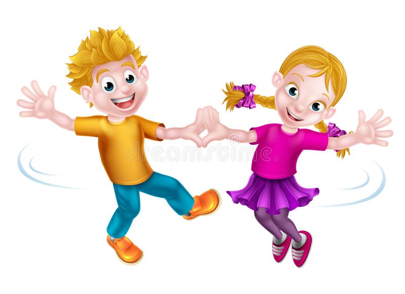 Crianças De Dança Dos Desenhos Animados Ilustração do Vetor ...