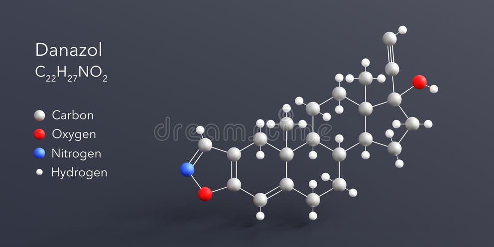 Danazol Molecule 3d Rendering, Flat Molecular Structure with Chemical ...