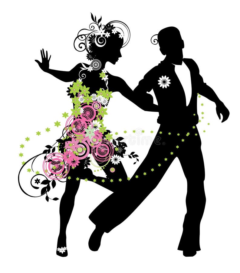 Dance stock vector. Illustration of flower, love, silhouette - 7045431