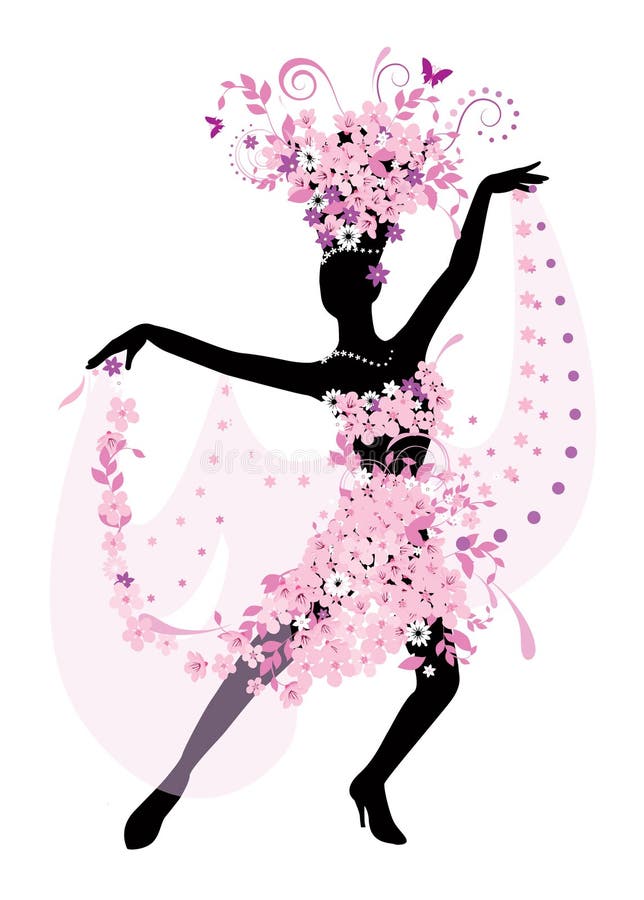 Dance stock vector. Illustration of flower, love, silhouette - 7045431