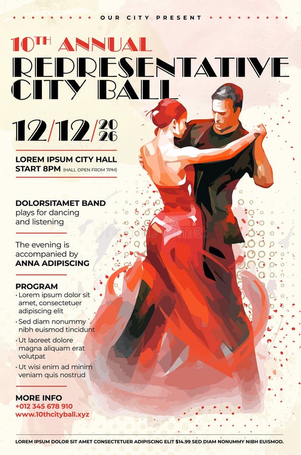 Dance Ball Poster Template with Dancing Couple and Place for Your Text ...
