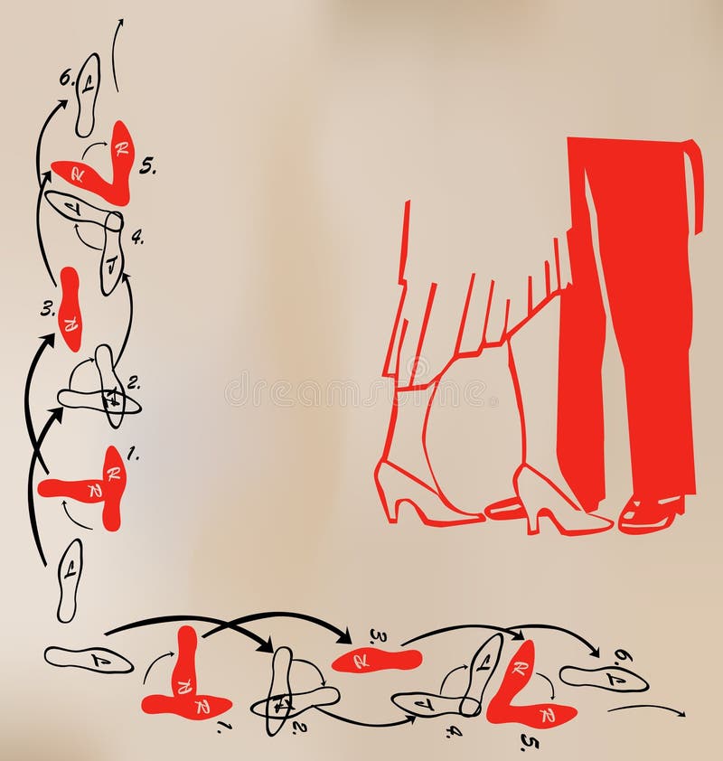 Dance Steps Footprints Ballroom Instructions Stock Vector ...