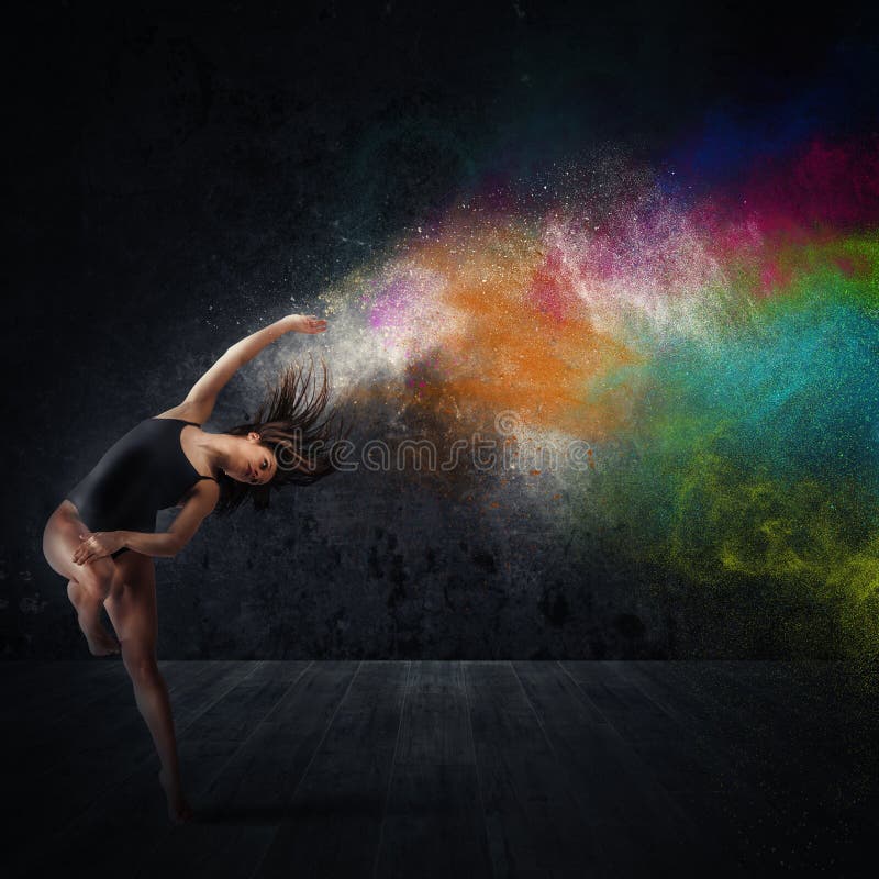 Dance with Colored Pigments Stock Image - Image of dancer, elegance ...