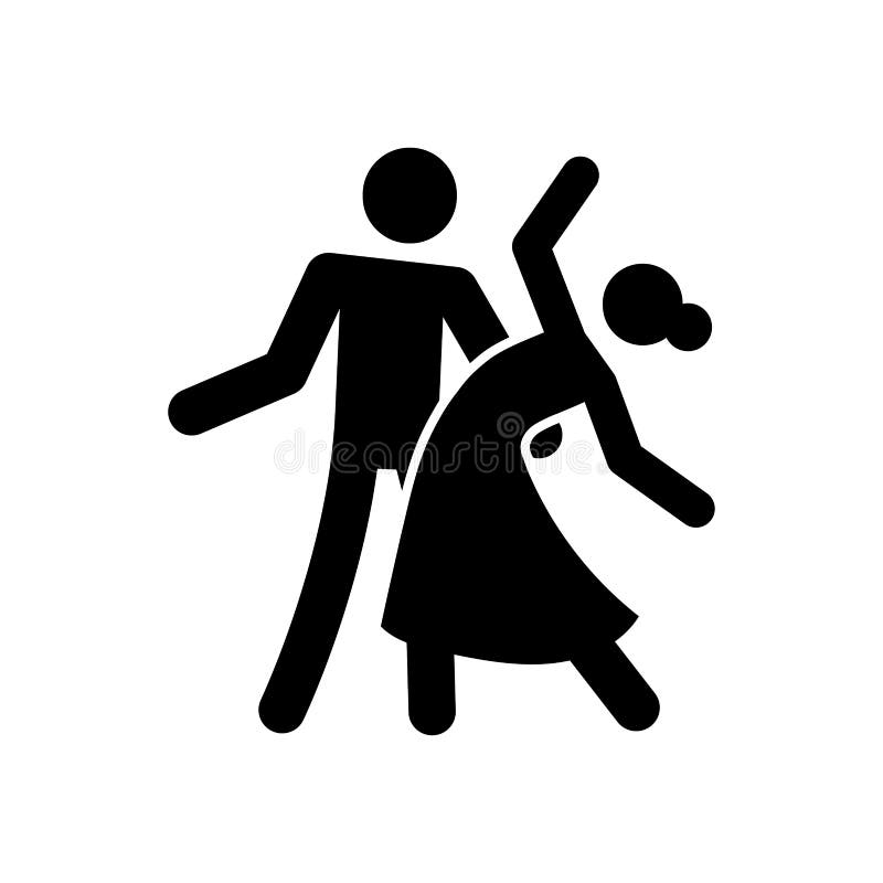 Dance Couple Stick Figure Icon Black Ballroom Pictogram Waltz Tango